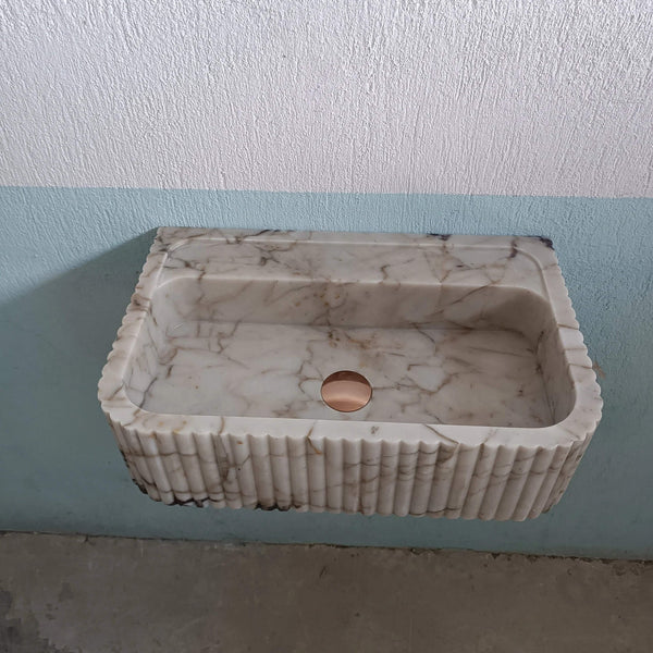 Calacatta Gold Marble Flute Custom Sink – Zeus Marble