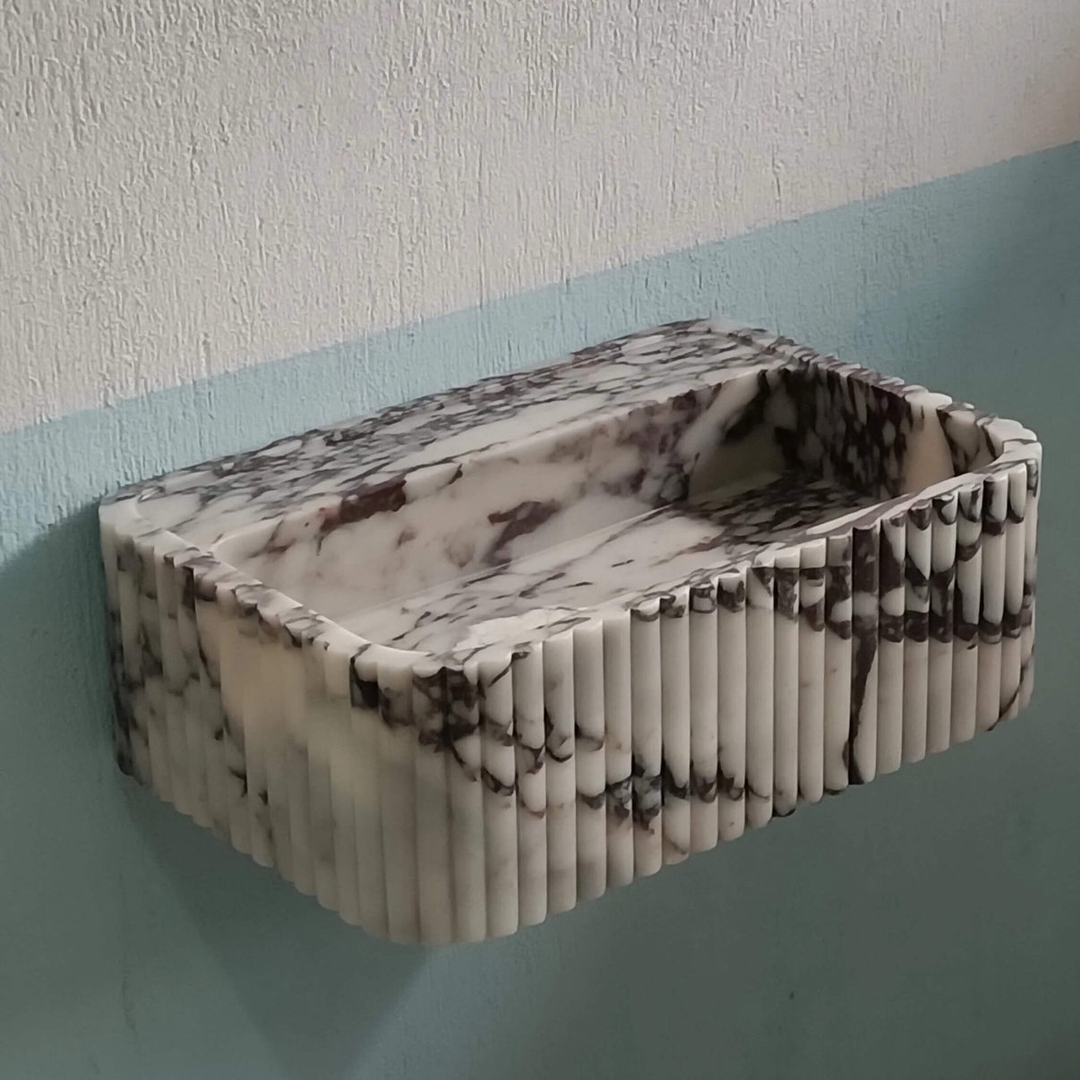 Calacatta Viola Sink - Floating Vanity, Groove Marble Sink for Powder ...