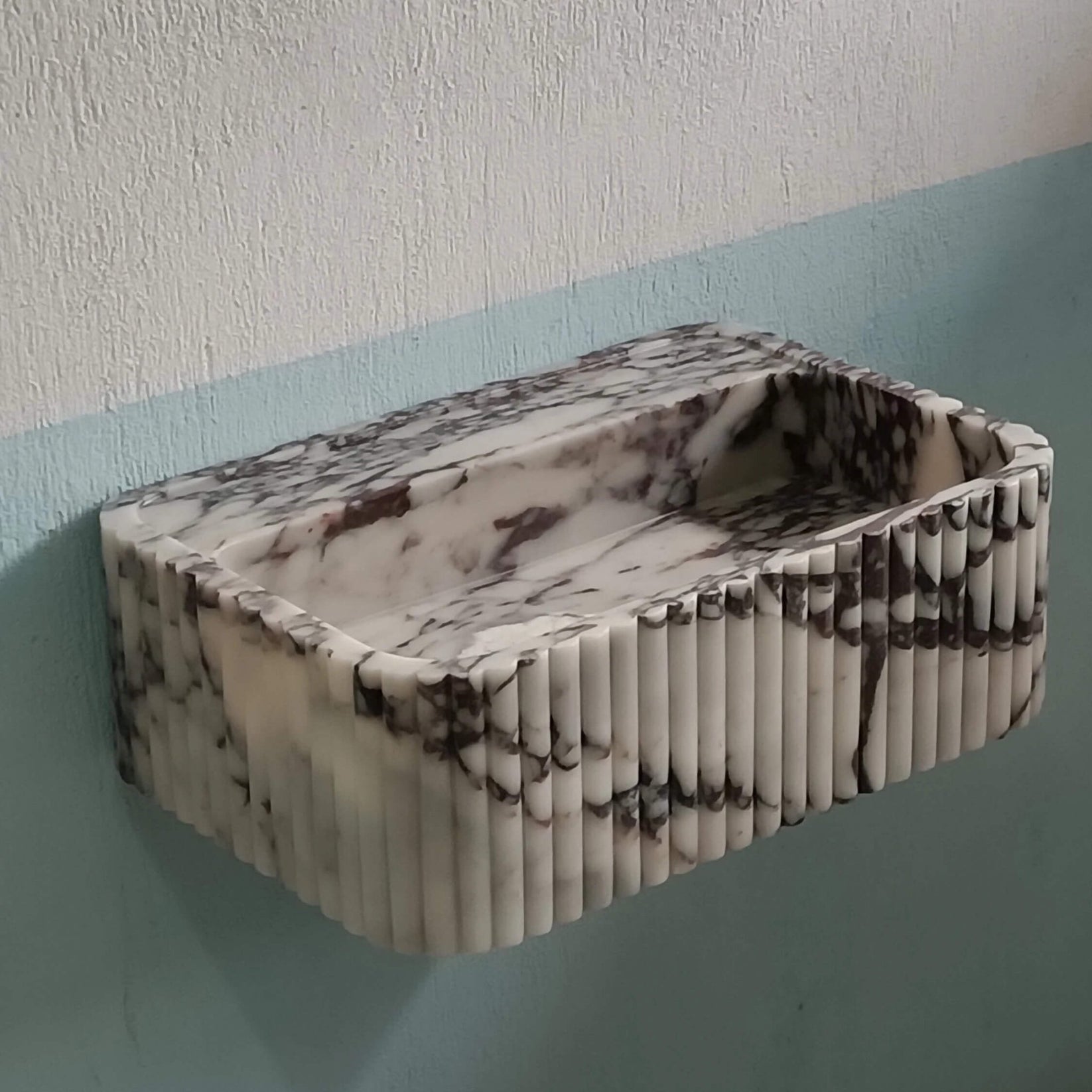 Calacatta Viola Sink - Floating Vanity, Groove Marble Sink for Powder ...