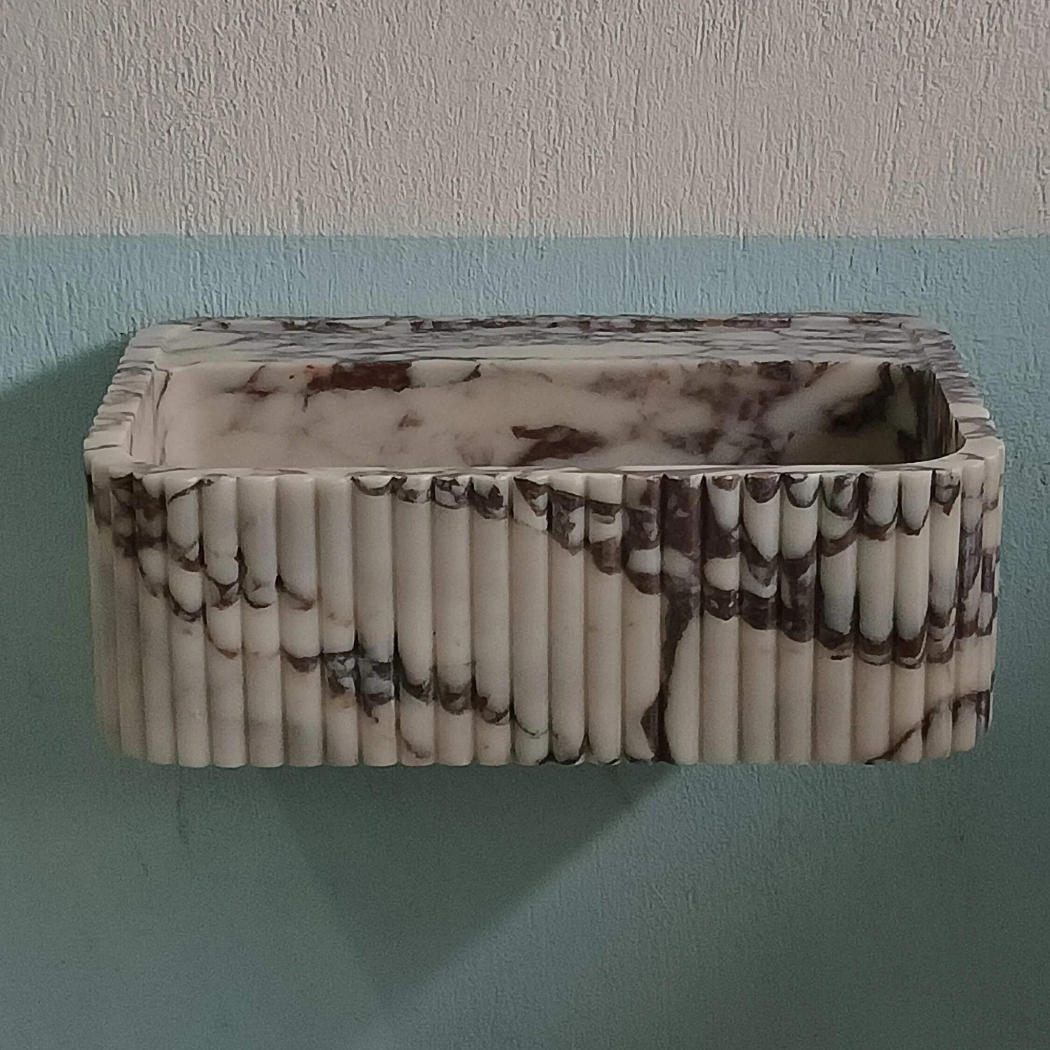 Calacatta Viola Sink - Floating Vanity, Groove Marble Sink for Powder ...