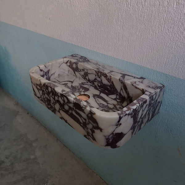 Calacatta Viola Marble Sink - Custom Wall Mounted Stone Bathroom Basin ...