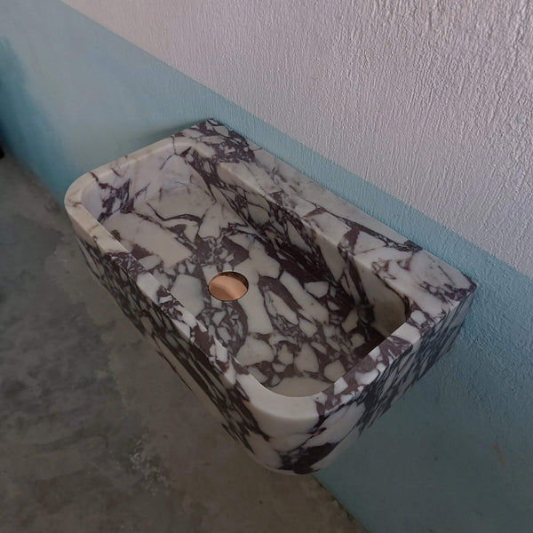 Calacatta Viola Marble Sink - Custom Wall Mounted Stone Bathroom Basin ...